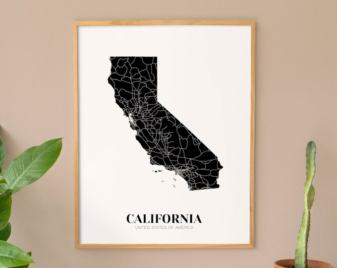 Map of California Printable, California Map, Printable CA Wall Art ...