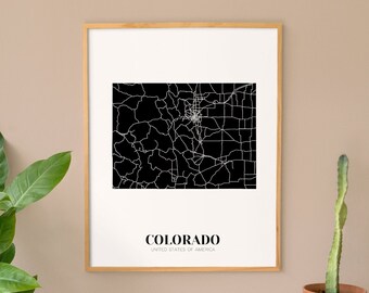 Map of Colorado Printable Colorado Map Print Printable CO - Etsy