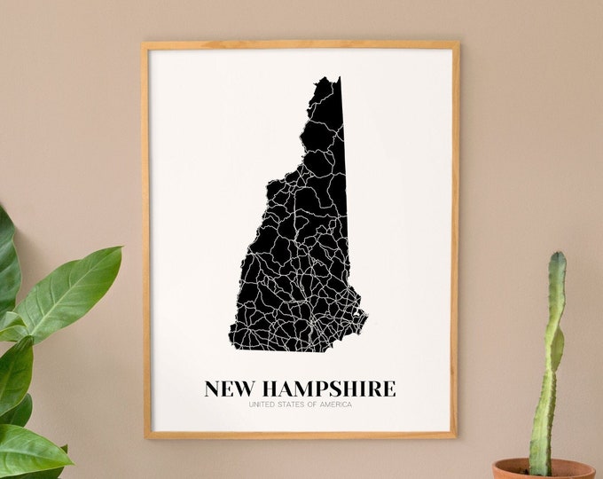 Map of New Hampshire Printable, New Hampshire Map Print, Printable NH ...