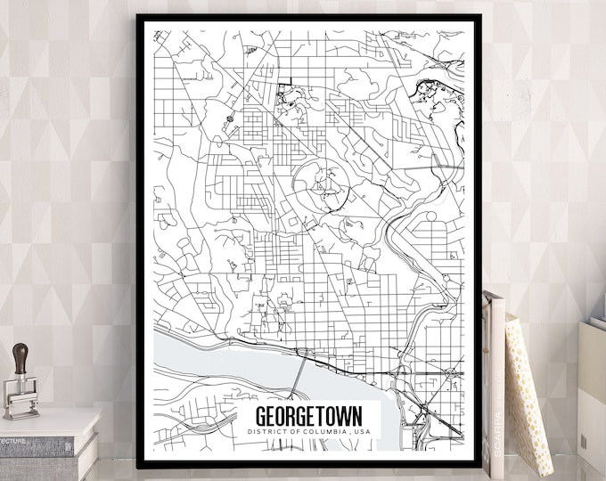Georgetown D.C. Map Printable, DC City Map Art, Washington Map Art, DC ...
