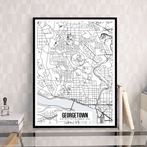 Georgetown D.C. Map Printable, DC City Map Art, Washington Map Art, DC ...