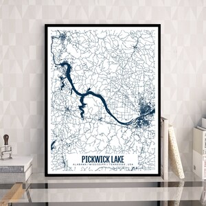 Pickwick Lake Printable Map, Alabama Wall Art, Pickwick Lake Print ...