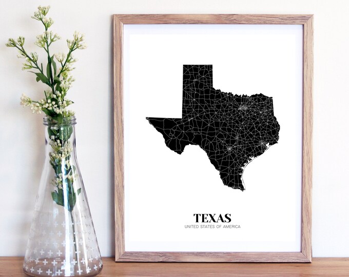 Map of Texas Printable, Texas Map, Printable Texas Decor, Texas Map ...