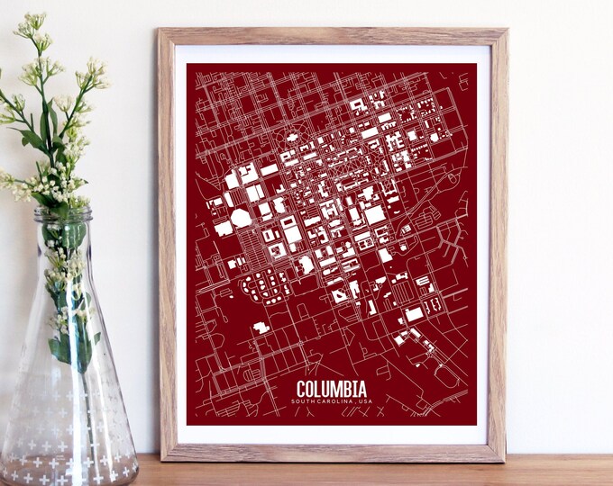 Columbia South Carolina Printable Map, Columbia Map Print, South ...