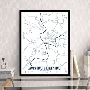 James River and Finley River Confluence Printable Map - Etsy