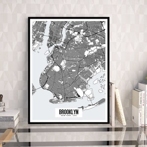 Brooklyn New York Printable Map NYC Map Poster Brooklyn Map - Etsy