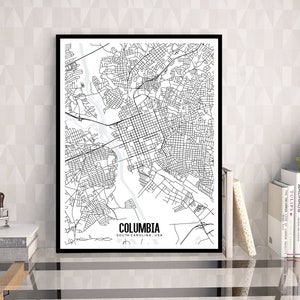 Columbia South Carolina Map Printable Columbia City Map Art - Etsy