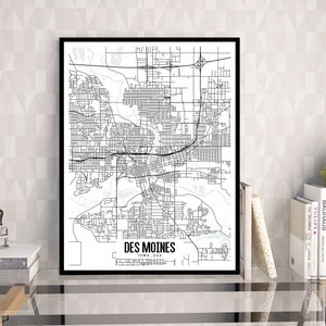 Des Moines Iowa Map Printable Printable Map for Office Des - Etsy