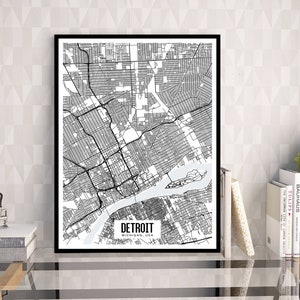 Detroit Michigan Map Detroit Map Poster Detroit Michigan - Etsy