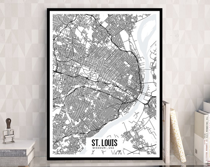 St. Louis Missouri Printable Map, St. Louis Wall Art, Printable City ...