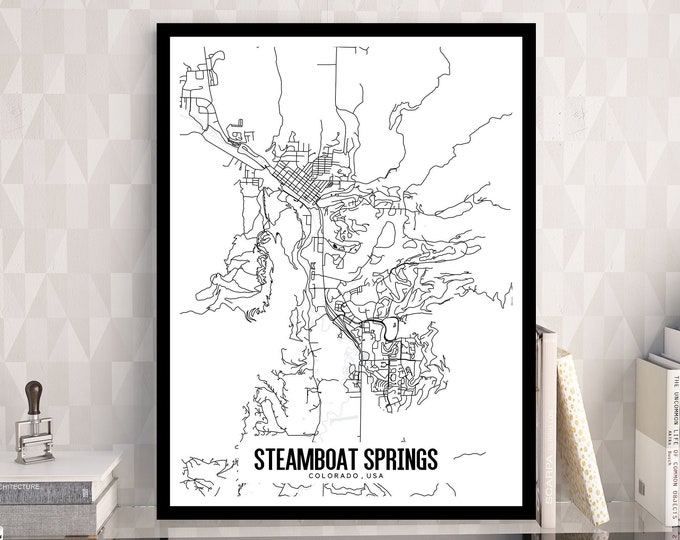 Steamboat Springs Colorado Printable Map, Steamboat Ski Map Art, CO Map ...