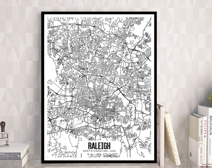 Raleigh, North Carolina Map, Raleigh NC Map Art, North Carolina Map Art ...