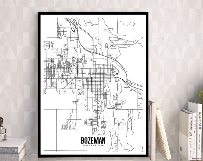 Bozeman Montana Map Printable, Montana Map Art, Bozeman Map Art ...