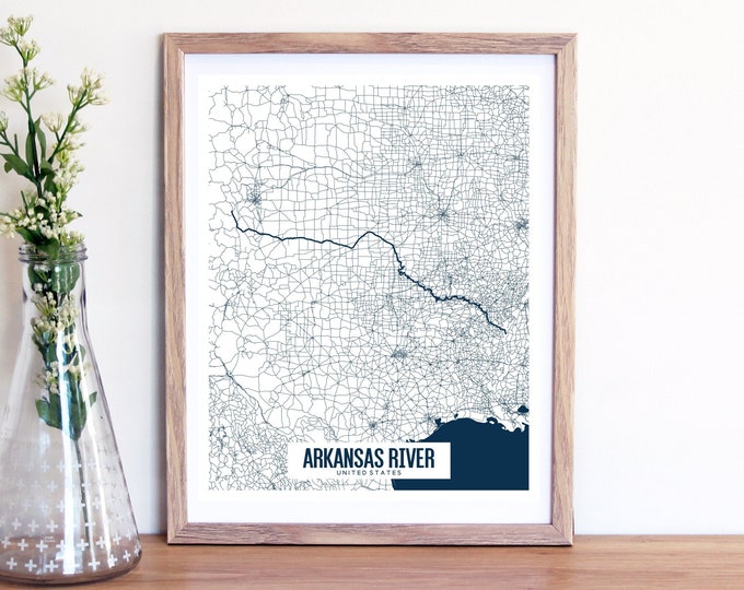 Arkansas River Printable Map Poster, Arkansas River Map, Arkansas River ...