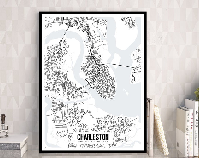 Charleston South Carolina Printable Map, Charleston Sc Map, South ...