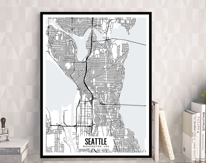 Seattle Map Printable, Seattle Map Poster, Seattle Washington Map ...