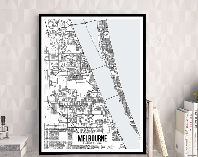 Melbourne Florida Map Printable, Melbourne FL Map Art, Melbourne Wall ...