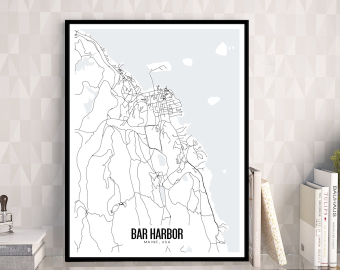 Bar Harbor Maine Map Printable, Printable Map for Office, Maine Wedding ...