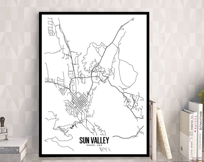 Sun Valley Idaho Printable Map, City Map Art, Sun Valley Wall Art, Sun ...