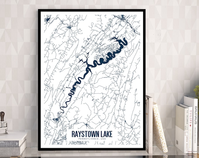 Raystown Lake Pennsylvania Printable Map, Raystown Lake Map Art ...