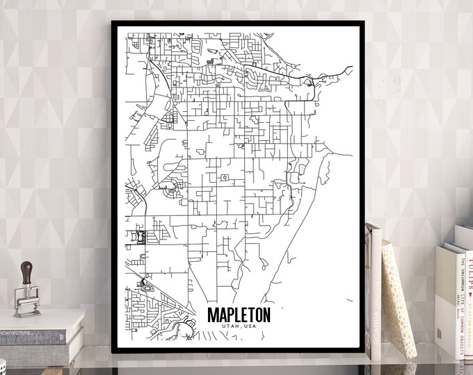 Mapleton, Utah Printable Map, Mapleton Map Art, Mapleton UT Wall Art ...