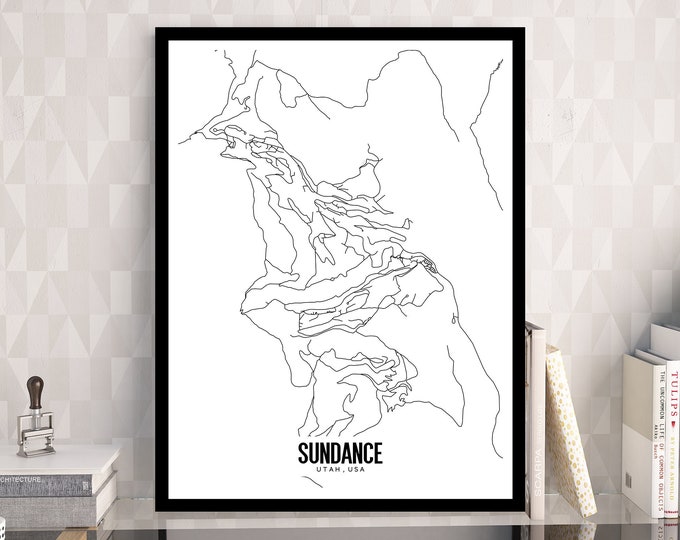 Sundance, Utah Printable Map, Sundance Map Art, Sundance UT Wall Art ...