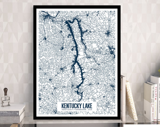 Kentucky Lake Printable Map Poster, Kentucky Lake Digital Download ...
