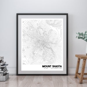 Mount Shasta Topographic Map, Mt Shasta Map, Mount Shasta Print ...