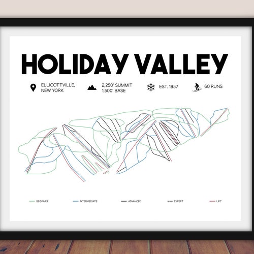 Holiday Valley Printable Ski Resort Map - Etsy
