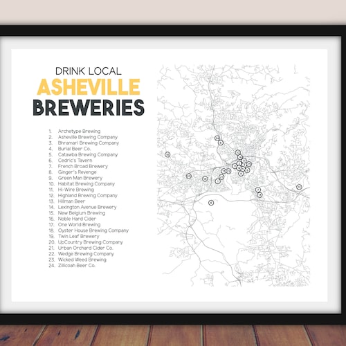 Asheville Breweries Map | Etsy