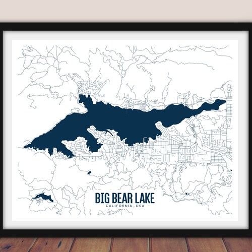 Big Bear Lake Printable Map Big Bear Lake Wall Art | Etsy