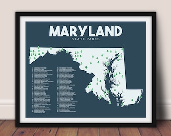 Maryland State Parks Map - Etsy