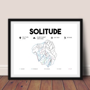 Solitude Printable Ski Trail Map, Solitude Utah Trail Map 16x20 ...