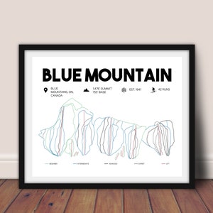 Blue Mountain Printable Ski Map, Ski Map 16x20, Ontario Ski Poster ...