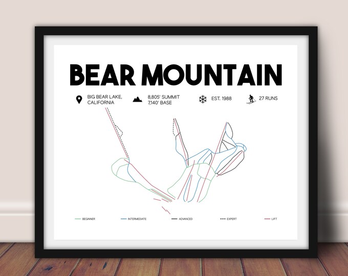 Bear Mountain Ski Map Printable Bear Mountain Printable Map - Etsy