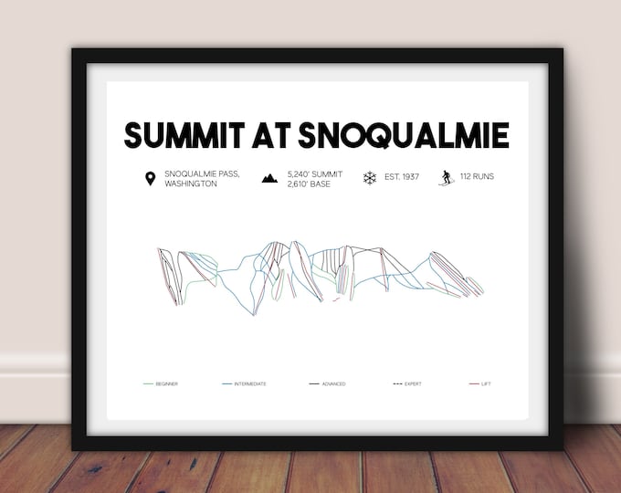 Summit at Snoqualmie Printable Trail Map 16"x"20", Summit at Snoqualmie ...