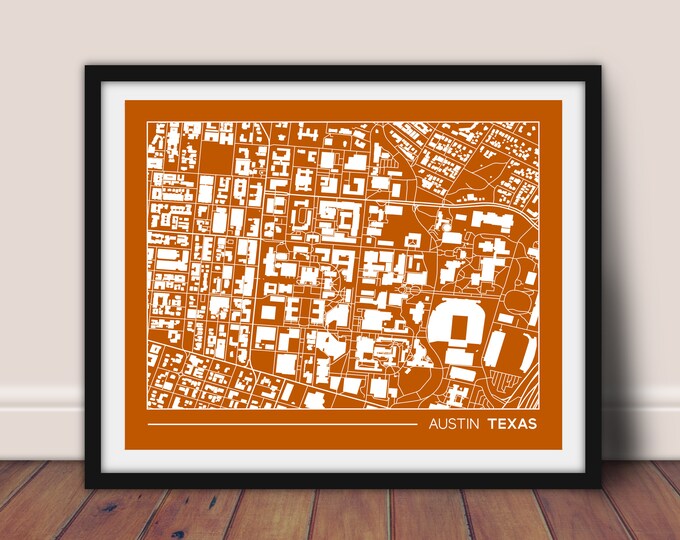 Austin, Texas Street Map, University of Texas Campus Map, UT Austin ...