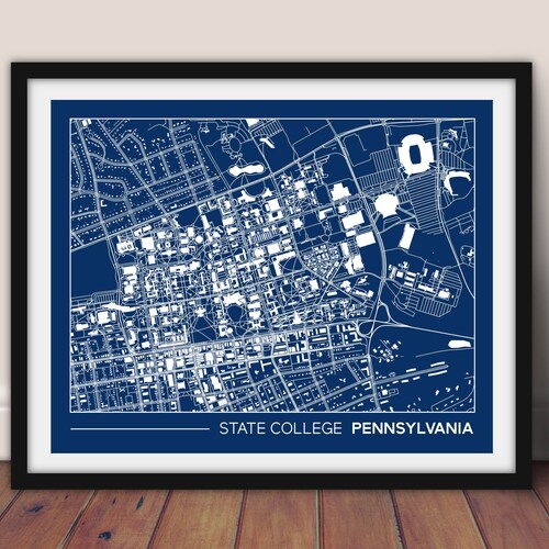 State College Pennsylvania Street Map Penn State University - Etsy