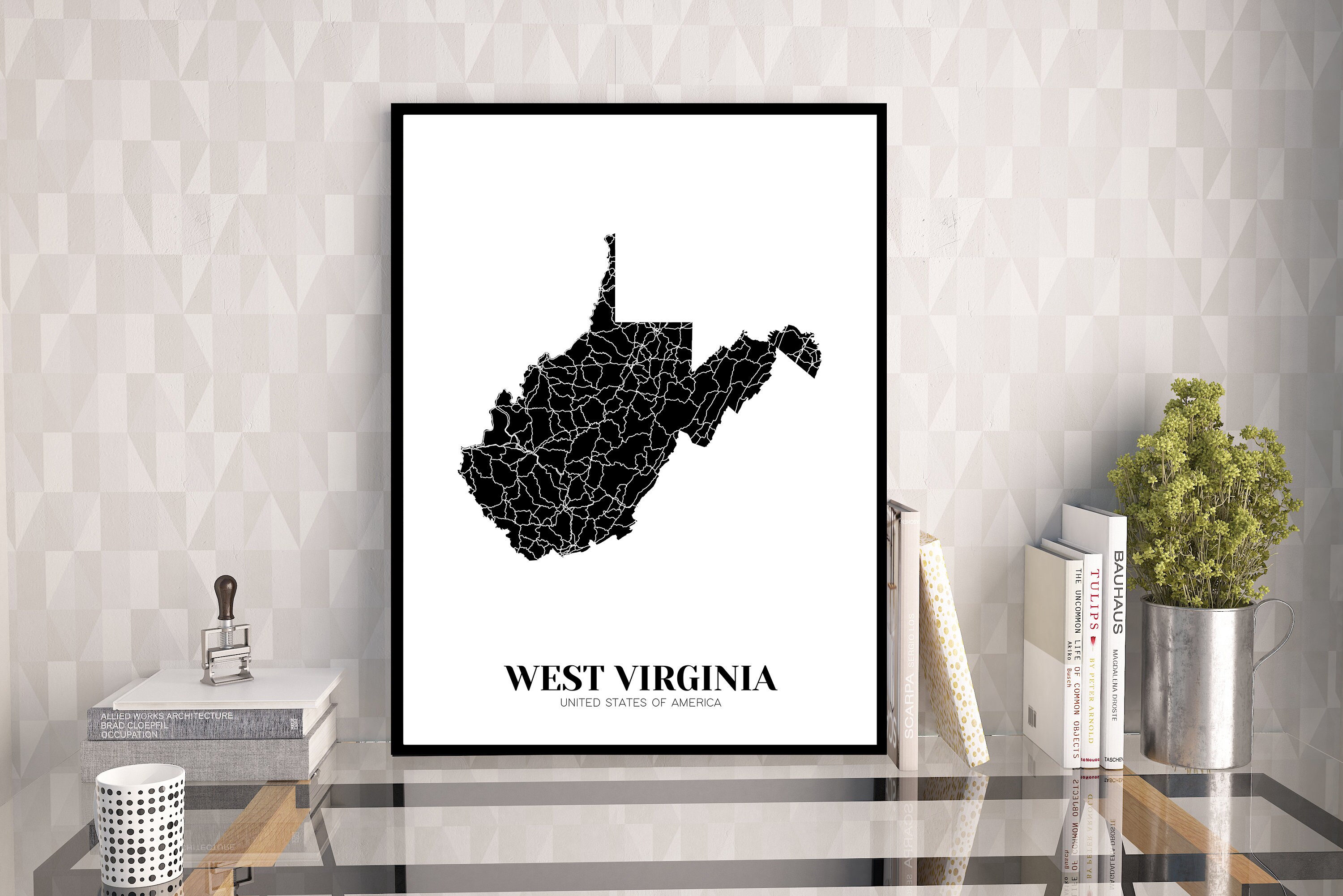Map of West Virginia Printable West Virginia Map Printable - Etsy