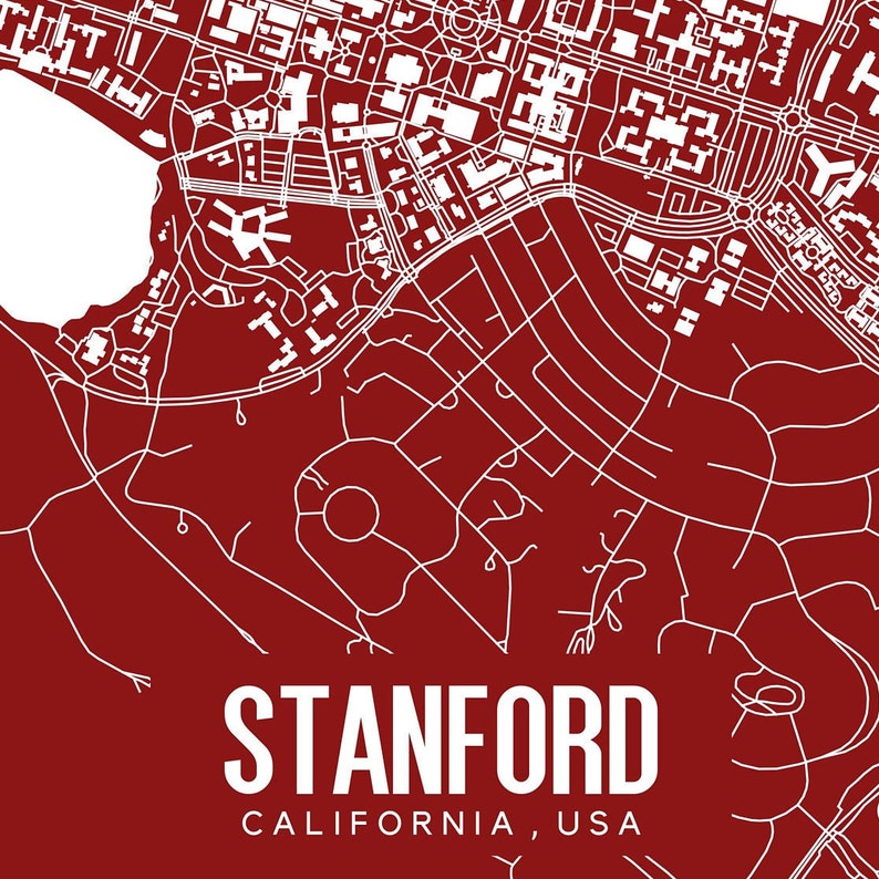 Stanford California Printable Map Stanford Campus Map Gift - Etsy