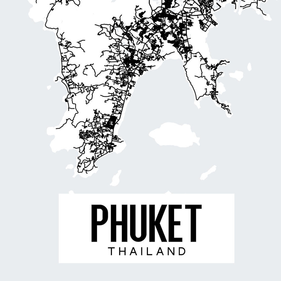 Phuket Thailand Printable Map Phuket Map Art Thailand Map - Etsy