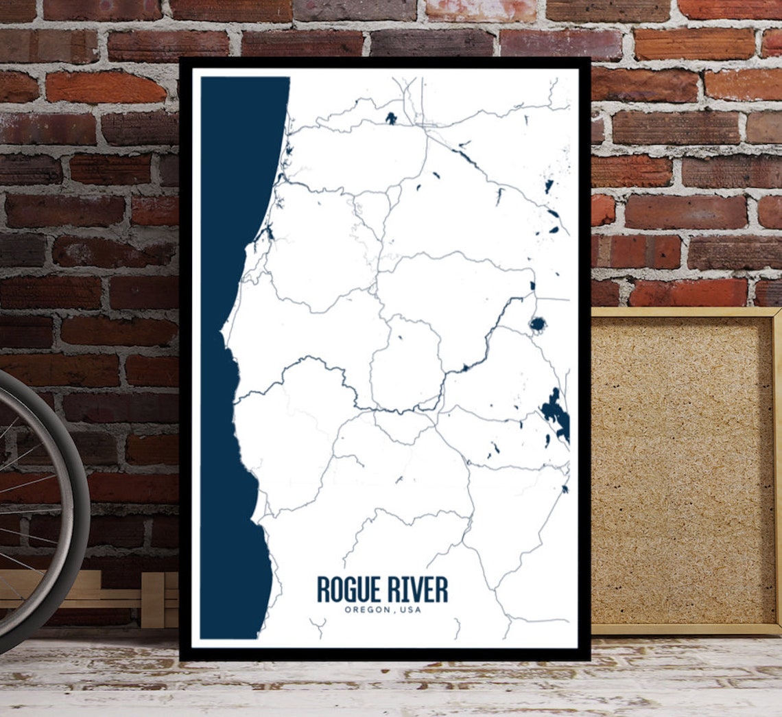 Rogue River Oregon Printable Map Rogue River Map Crater Lake - Etsy
