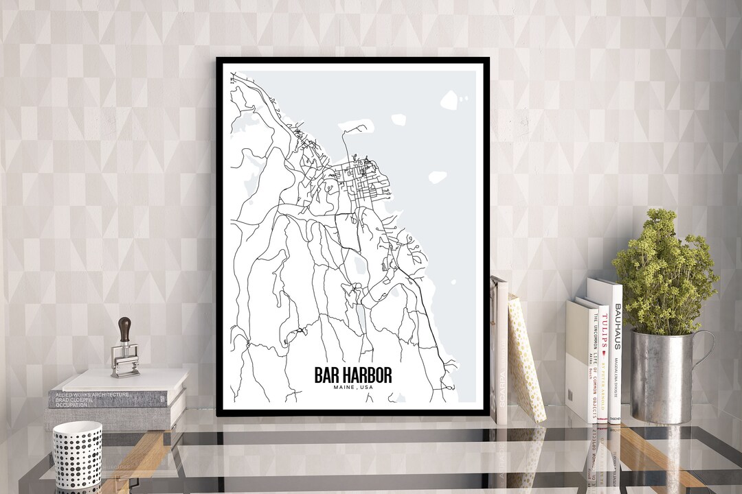 Bar Harbor Maine Map Printable Printable Map for Office - Etsy