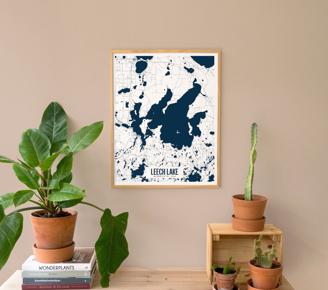 Leech Lake Printable Map Leech Lake MN Wall Art Leech Lake - Etsy