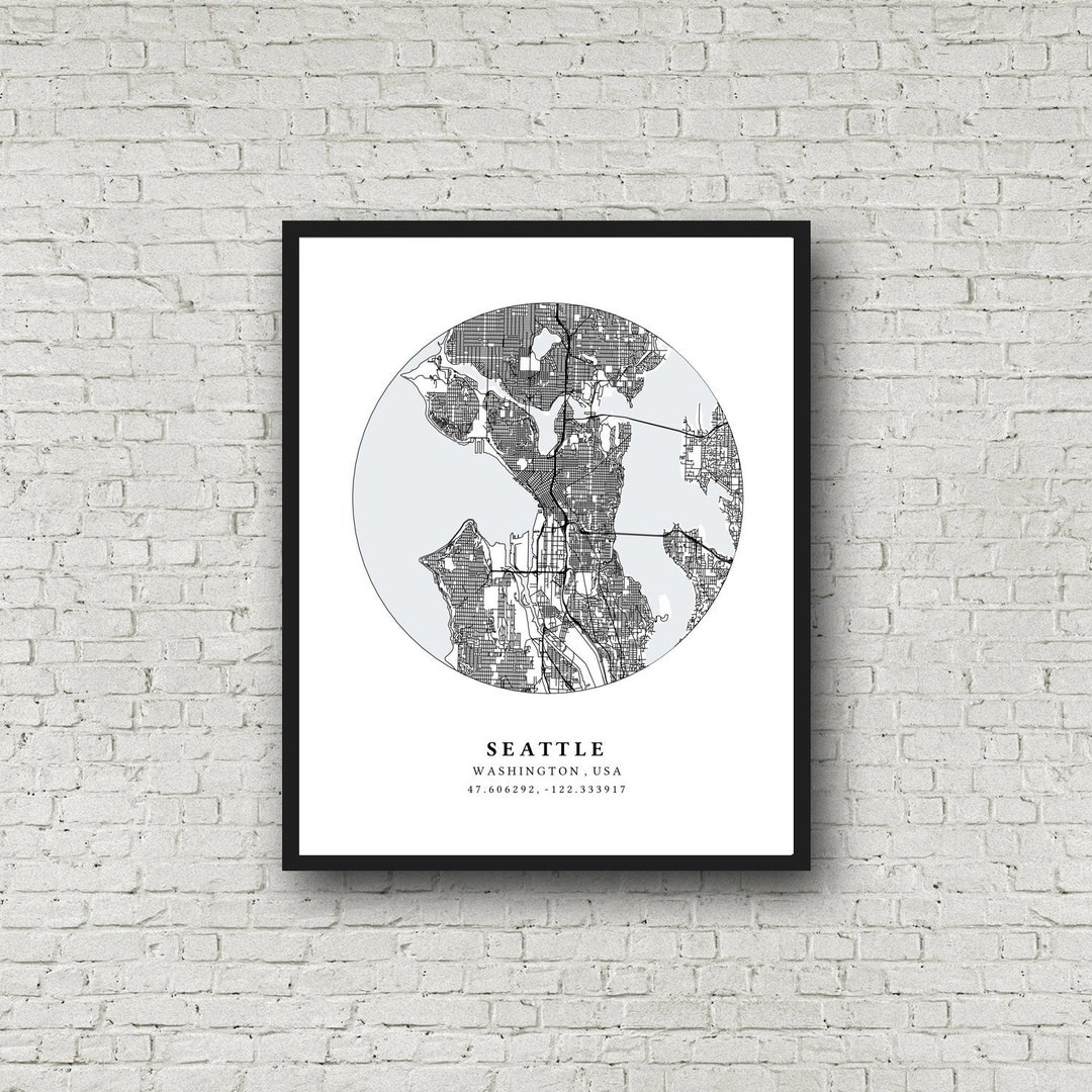 Seattle Printable Map, Seattle Map Poster, Seattle Washington Map ...