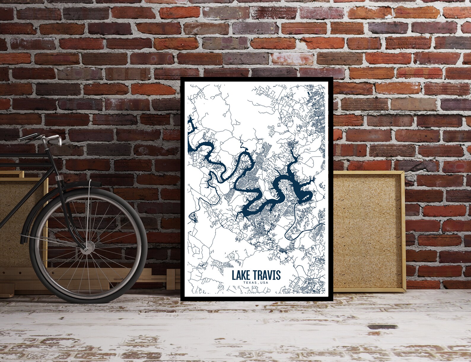 Lake Travis Texas Printable Map Lake Travis Wall Art Lake | Etsy