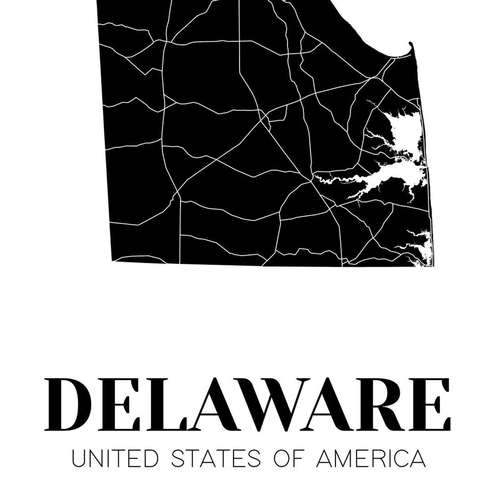 Map of Delaware Printable Delaware Map Printable DE Decor | Etsy