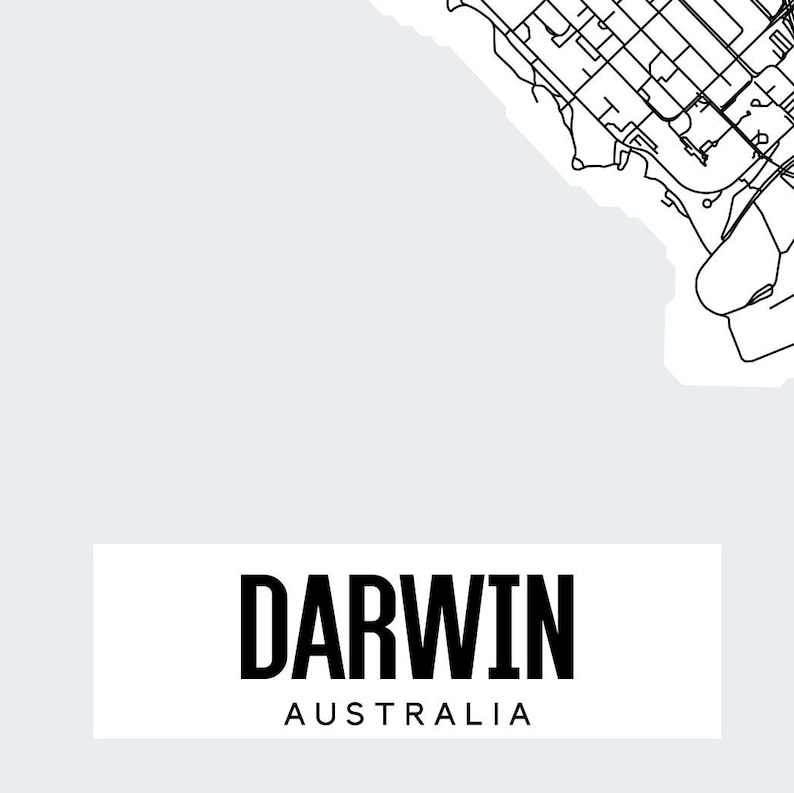 Darwin Australia Printable Map Darwin AUS Map Art Australia - Etsy