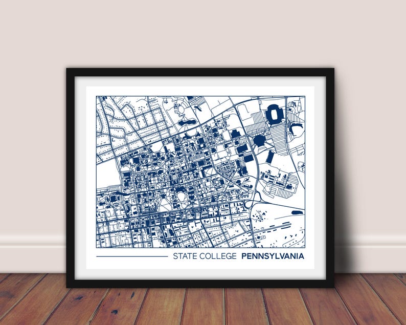 State College Pennsylvania Street Map Penn State University - Etsy