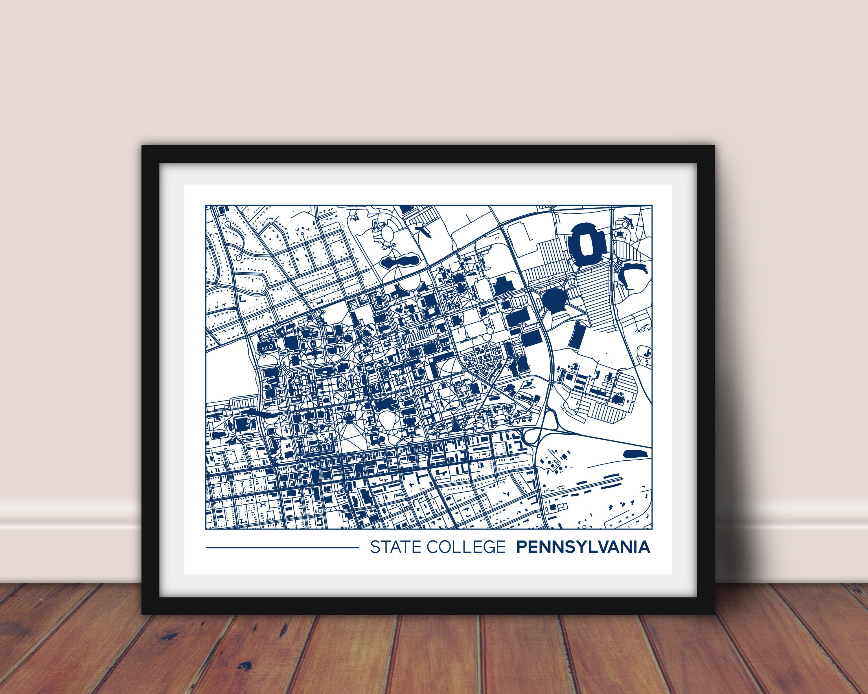 State College Pennsylvania Street Map Penn State University | Etsy